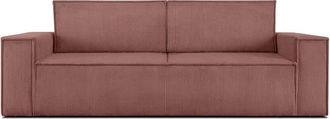 Konsimo Napi Sofa 3 Sitzer, mit Schlaffunktion, in Pet Friendly Cord-Stoff, Rosa - Konsimo