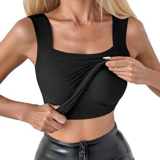 Generic Body gainant pour femme, soutien-gorge int&eacute;gr&eacute;, d&eacute;bardeur d&eacute;t&eacute; &agrave; bretelles spaghetti, d&eacute;bardeur basique avec rembourrage de poitrine, Noir, XL