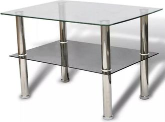 Les Tendances Table basse rectangulaire verre tremp&eacute; et m&eacute;tal chrom&eacute; Kyrah