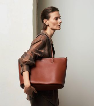 Le Tanneur Grand sac cabas Louise en cuir grain&eacute;