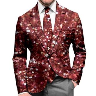 Generic Veste pour homme - Imprim&eacute; 3D multicolore - Costume de carnaval - Blazer slim fit - Aspect paillet&eacute; - Veste de costume amusante - Veste de f&ecirc;te pour c