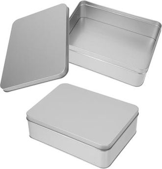 Cabilock Lot de 2 boîtes rectangulaires vides en tôle - Boîtes de rangement pour biscuits, bonbons, bonbons, cookies - Boîtes de rangement pour friandises, cad