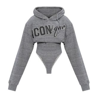 Dsquared2 Femme, Tops, Gris, Taille: 40 FR Body &agrave; capuche