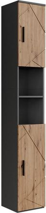 Vicco Hochschrank Anthrazit/Artisan Irma 30x190x30 cm - Badschrank, Viel Stauraum von Oben bis unten - ideal für Handtücher & Pflegeprodukte