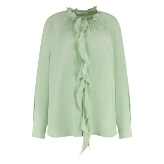 Victoria Beckham Seidenbluse mit R&uuml;schen - - Blouses & Shirts - Damen - Gr&uuml;n - S