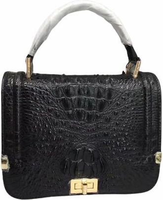 Generic Sac cabas pour femme en cuir de crocodile authentique, pochette &agrave; rabat en cuir dalligator v&eacute;ritable, petit sac &agrave; main bandouli&egrave;re oblique pour femme