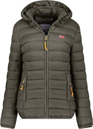 Geographical Norway Atikolor Hood - Doudoune Légère Femme avec Capuche - Blouson Matelassé Chaud Mi-Saison - Style Urbain - Poches Zippées - Badge & Drapeau Brodés - Coup