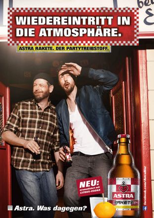 Astra Bier Werbung/Reklame Plakat DIN A1 59,4 x 84,1cm Wiedereintritt in die Atmosphäre, kultiges Poster aus St. Pauli