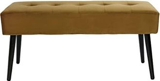 Miliboo Banc Design capitonn&eacute; en Tissu Velours Bronze et m&eacute;tal Noir L96 cm GUESTA