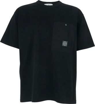 Stone Island Homme, Tops, Noir, Taille: L T-shirt en jersey de coton peign&eacute;