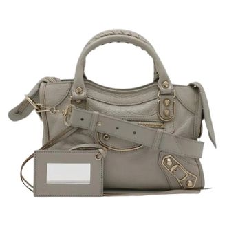 Balenciaga Sac &agrave; main bandouli&egrave;re Classic Mini City en cuir pr&eacute;-poss&eacute;d&eacute; - Femme - Pre-owned - Gris - Taille: ONE Size
