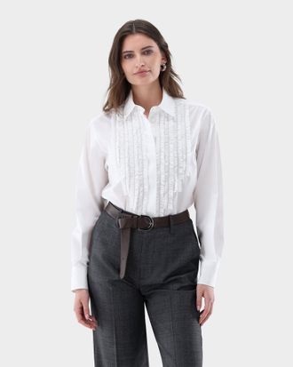 van Laack Hemdbluse mit R&uuml;schen und gl&auml;nzenden Details