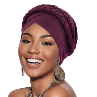 Dreshow 1 St&uuml;ck Afrikanischer Damen Turban Doppelt Geflecht Kopfbedeckung Kopft&uuml;cher Chemo Kappe Vorgebunden Beanie M&uuml;tze Kopfwickel Schlafm&uuml;tze