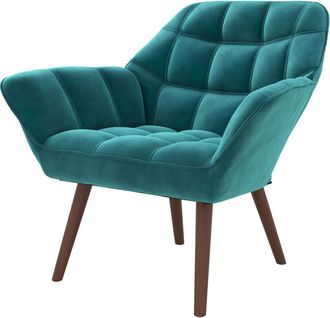 Rendez-Vous D&eacute;co Rendez-vous D&eacute;co - Fauteuil en velours bleu canard - simba