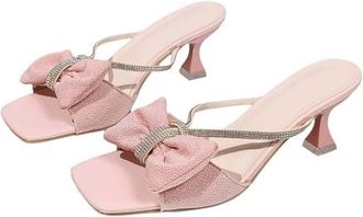 Generic Sandales dété élégantes pour femme - Talons hauts avec noeud - Paillettes - Strass - Escarpins - Sandales à talon entonnoir - Sandales dété bohème - A