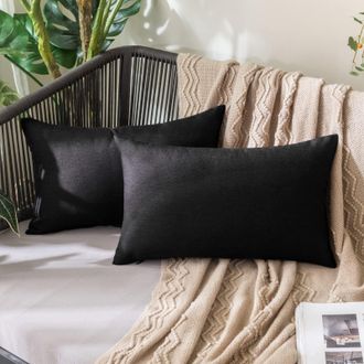 Miulee 2er Set Wasserdicht Kissenbezug Outdoor Sofakissen Dekokissen Modern Kissenbez&uuml;ge Dekorativ Kissenh&uuml;lle Deko aus Polyster Leinen-Optik f&uuml;r Garten Sofa