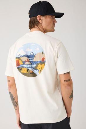 Knowledge Cotton Apparel Herren vegan T-Shirt R&uuml;ckenaufdruck Reiher Wei&Atilde;Y