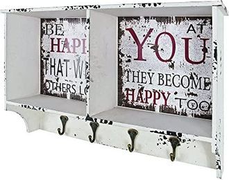 Haku M&ouml;bel Wandgarderobe Motiv, Vintage, MDF, Metall - Ma&szlig;e: B 65 cm x H 40 cm x T 15 cm, Style: Industrial