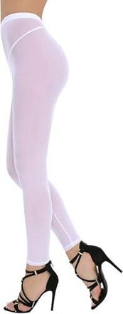 Lazutom Legging Sexy en Maille Transparente pour Femme - Blanc - Taille Unique