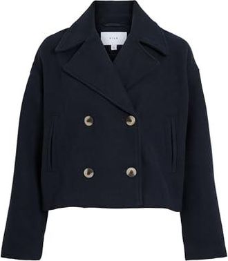 Vila Vila Neck Jacket Vikamina Noos Veste &agrave; col en V L/S, Blazer Bleu Marine, Numeric_34 Femmes
