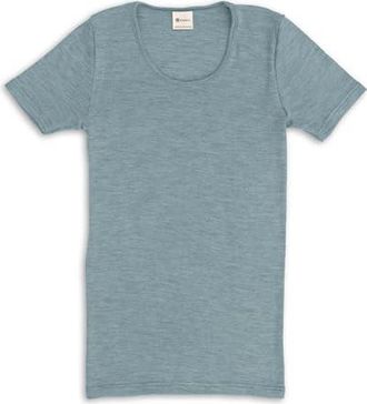 Engel Maillot de corps à manches courtes pour femme, Bleu montagne, 48-50