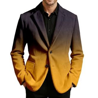 Generic Veste de costume en velours c&ocirc;tel&eacute; pour homme - Coupe ajust&eacute;e - &Eacute;l&eacute;gante veste de loisirs - Pour carnaval, f&ecirc;te, mariage - Vintage - Deux boutons, 026