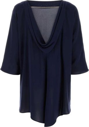 Max Mara Femme, Blouses et Chemises, Bleu, Taille: 36 FR Haut &agrave; Encolure Bateau en M&eacute;lange de Soie