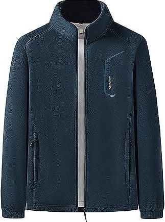 Generic Veste moelleuse pour homme - Automne et hiver - Couleur unie - Col montant - Coupe-vent renforcé - Avec poche zippée double face - Pour la vie quotidi