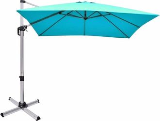 Costway Parasol D&eacute;port&eacute; 3x3M, Parasol de Jardin Carr&eacute; avec Base en Croix, Parasol Inclinable avec 5 Angles et Hauteurs R&eacute;glables Orange