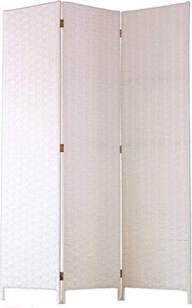 PEGANE Paravent de 3 pans tressé en Fibres Naturelles Coloris Blanc - Dim : H180 x L135 cm - PEGANE