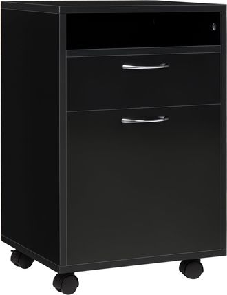HOMCOM Rollcontainer mit 2 Schubladen mobiler Aktenschrank mit Rollen, offen Fach, B&uuml;roschrank, B&uuml;rocontainer, Schreibtisch Unterschrank f&uuml;r B&uuml;ro, Homeoffice