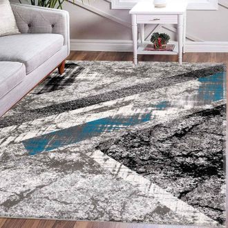 Vimoda Designer Teppich Wohnzimmer Geometrisches Muster Streifen Optik Meliert, Ma&szlig;e:120x170 cm