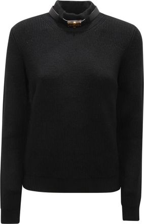 Elisabetta Franchi Femme, Pulls, Noir, Taille: 40 FR Pull en M&eacute;lange de Laine avec Bride Bijou