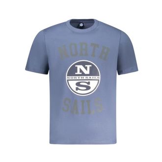 North Sails Blau Baumwoll T-Shirt mit Dynamischem Druck - - Tops - Herren - Blau - M