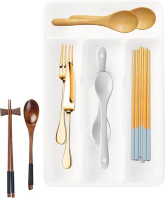 Generic Besteckkasten f&uuml;r Schublade, Besteckkasten, Aufbewahrungsbox mit 4 F&auml;chern f&uuml;r Gabeln, L&ouml;ffel, K&uuml;che, Studentenwohnheim, Wohnung, Haus, Schrank, Arbei