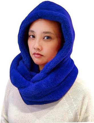 Lina & Lily Écharpe Tube à Capuche en Fausse Fourrure pour Femme Hiver (Bleu Royal)