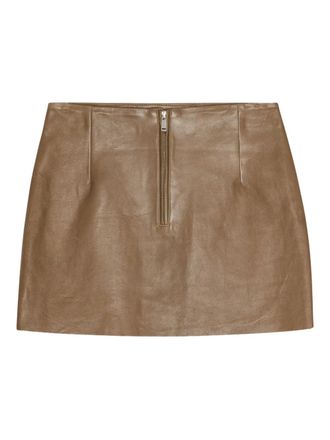 Remain minijupe en cuir à fermeture zippée - Marron