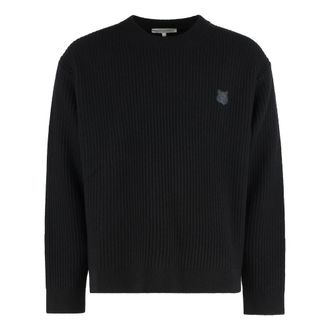 Maison Kitsun&eacute; Gerippter Wollpullover - - Knitwear - Herren - Schwarzk - M