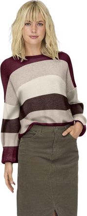 Only Damen Onlatia L/S Stripe Pullover KNT Noos Sweater, Zinfandel,XL