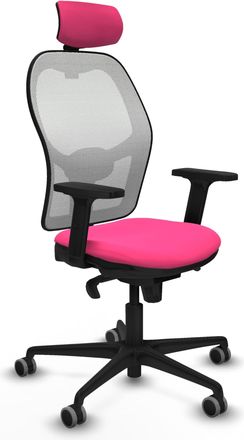 Piqueras y Crespo B&uuml;rostuhl Rosa Jorquera mit 2D-Armen, h&ouml;henverstellbare Lendenwirbelst&uuml;tze und Kopfteil, h&ouml;henverstellbar und neigbar, Wei&szlig;/Rosa