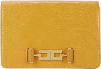 Elisabetta Franchi Sac bandouli&egrave;re effet l&eacute;zard avec logo &eacute;l&eacute;gant - Femme - Sacs - Jaune - Taille: ONE Size