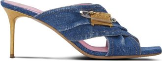 Balmain mules en jean à épingle - Bleu