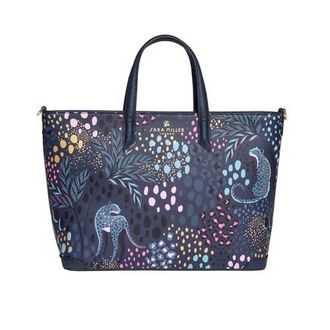Sara Miller Sac fourre-tout pour femme, sac pour le travail, les voyages, ordinateur portable, sac &agrave; main &agrave; bandouli&egrave;re avec fermeture &eacute;clair, Bleu l&eacute;opard de min