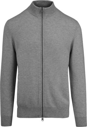 Bomboogie Homme, Pulls, Gris, Taille: L Pull en m&eacute;rinos zipp&eacute; &agrave; col montant