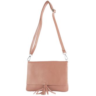 modamoda.de T242 - ital. Leder Clutch Umh&auml;ngetasche Small, Farbe:Rosabeige
