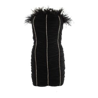 Patrizia Pepe Femme, Robes, Noir, Taille: 40 FR Mini-robe avec sequins et application de plumes