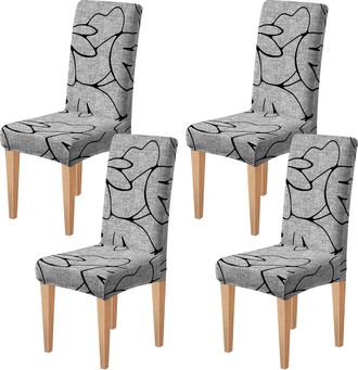 Dioxide Stuhlhussen Moderne Sitzbezüge mit Druckmuster, Elegante Sitzbezug mit Muster Universal Hussen Für Stühle, Chair Cover Pflegeleichte für Bankett,Resta