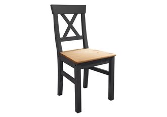 Möbelando Holzstuhl WZ-0133 aus Kiefer massiv in grau mit Absetzungen in eichefarbig. Abmessungen (BxHxT) 49x91x49 cm