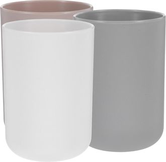 NUOBESTY 3 St&uuml;ck Bruchsichere Zahnputzbecher aus Hochwertigem Langlebige Mundsp&uuml;lbecher in Wei&szlig; und Kaffee Praktische Badezimmer Trinkbecher f&uuml;r Zahnb&uuml;rste und