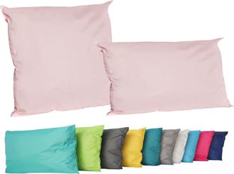 JACK 2er Set Outdoor Lounge Kissen Set 45x45cm + 30x50cm Dekokissen Inkl. Füllung Wasserfest Sitzkissen Garten Lotus Effekt, Farbe:Rosa